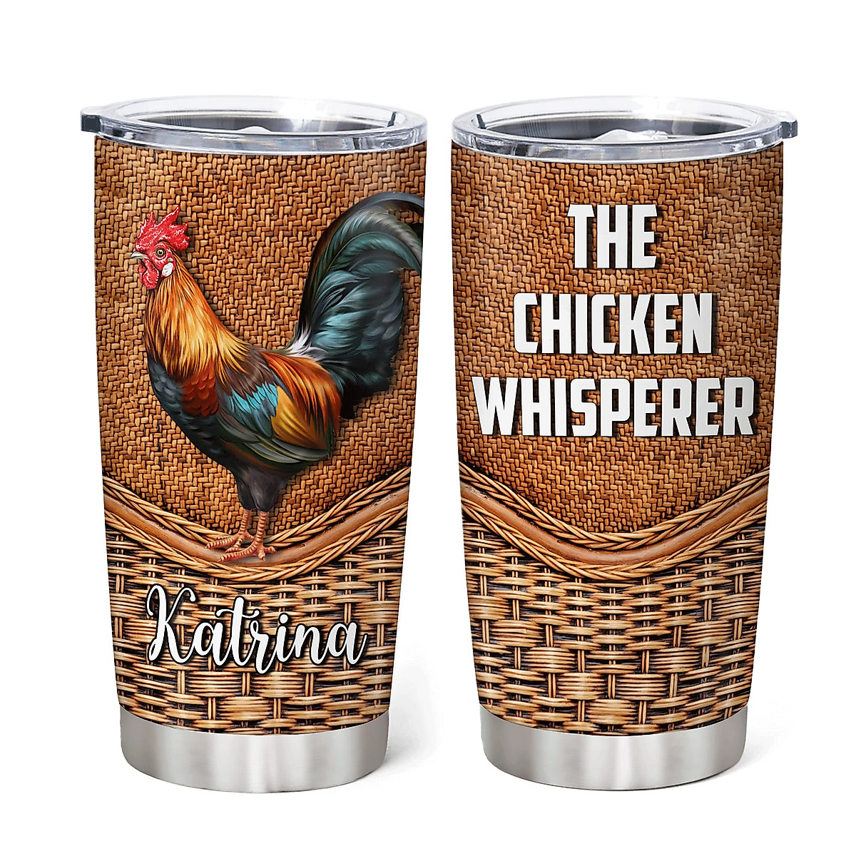 Hyturtle Personalized Chicken Tumbler Gifts for Chicken Lovers - Chicken Birthday Gifts for Women - Chicken Whisperer Tumbler - Rooster Tumbler - Custom Name 20oz Insulated Stainless Steel Tumbler