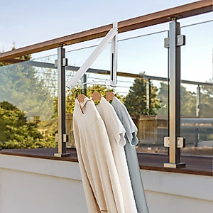 RMERVE 2 Pcs White Over The Door Hanger Organizer Drying Rack Collapsible Retractable Clothes Drying Rack Space Saver for Hanging Clothes Towels Bathrooms (White)