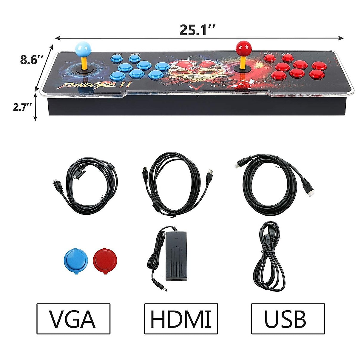Pandora Treasure 3D Arcade Game Console - 30000 Games Installed, Search Games, Support 3D Games, 1280x720P, Favorite List, 4 Players Online Game, 2 Player Game Controls