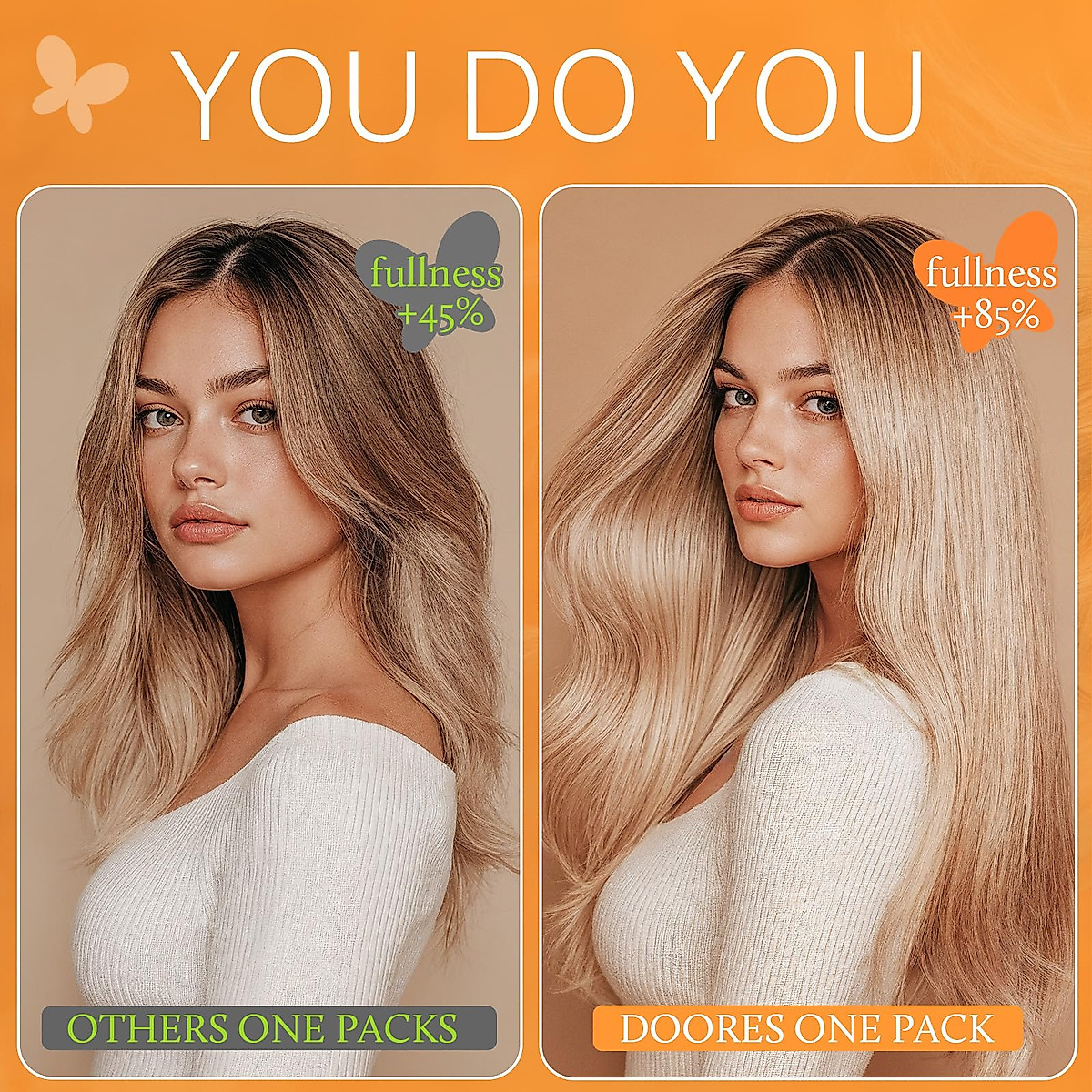 DOORES Balayage Dark Brown to Chestnut Brown Remy Clip-In Hair Extensions - 120g, 7pcs, 18 Inch