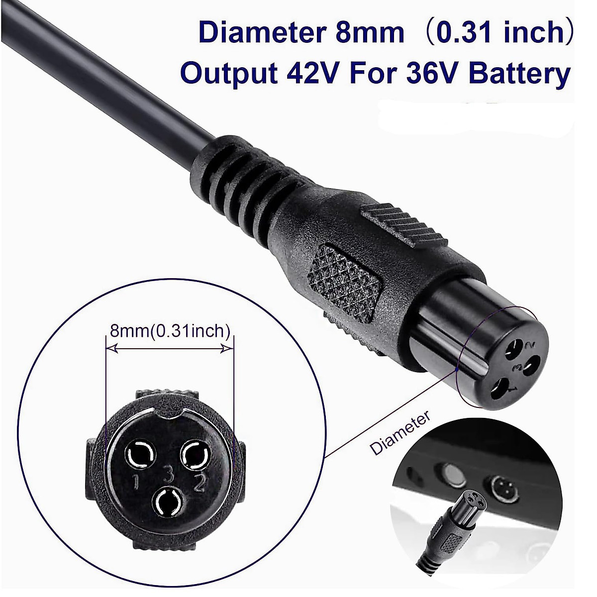 42V Charger PowerFast for 36V Pocket Mod Sports Lithium Battery Charger for 10Series 36V Battery Charger