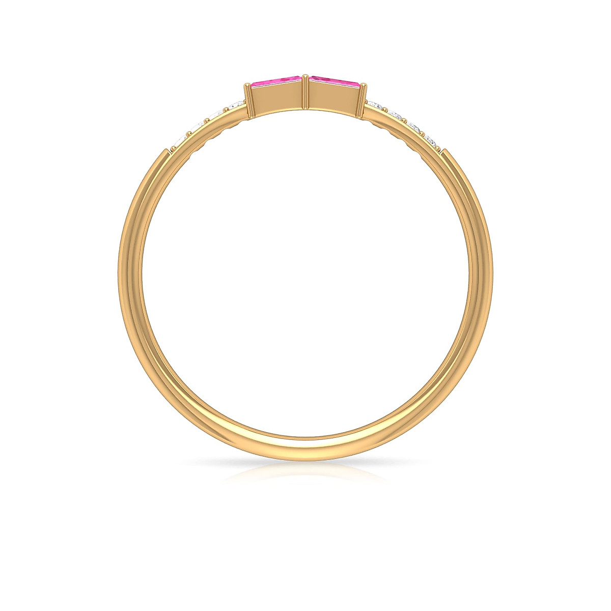 Certified Natural Pink Sapphire Diamond Promise Ring, AAA Quality, Pink Sapphire Anniversary Ring - With Jewelry Box, 14K Yellow Gold, Size:US 9.00