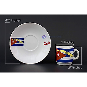 Cuban Expresso Cup Set. 6 cups, 6 saucers. Total 12 Pieces.