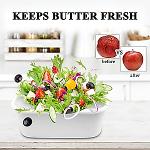 Butter Dish, Ceramic Butter Dish with Lid, Large Butter Keeper Perfect for 2 Sticks of Butter and Keep Your Butter Soft, Safe to Dishwasher