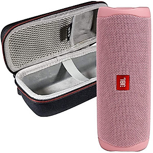 JBL FLIP 5 Portable Speaker IPX7 Waterproof On-The-Go Bundle with WRP Deluxe Hardshell Case (Pink)