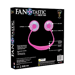 Wireless Express LED Neck Fan with Neckband - Lightweight Small Fan - Portable Mini USB Fan - Rechargeable Personal Fan (Blue)