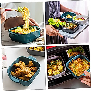 1pc Ceramic Bakeware Ceramic Bread Pan Square Cupcake Pans Ceramic Bread Loaf Pan Ceramic Cookie Sheet Porcelain Lasagna Plate Ceramic Tart Pan Rice Plate Rice Bowl Kitchen Supply/1533 (Color : Green