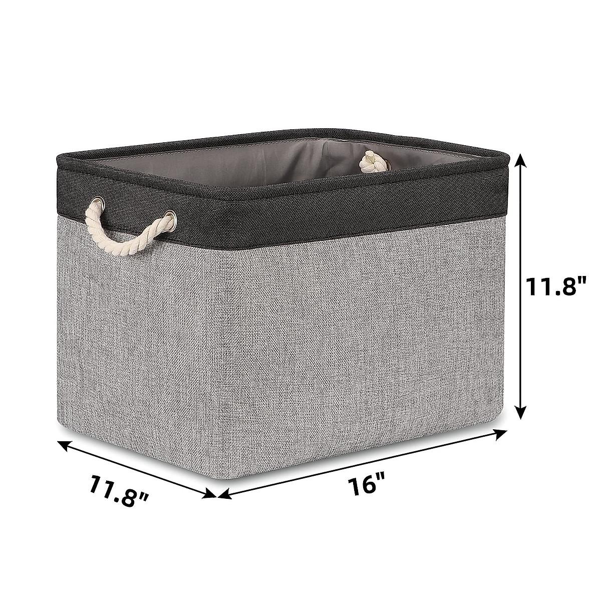 Bidtakay Baskets Set Fabric Storage Bins-Black&Grey Bundled Baskets of 2 Large Baskets 16" X 11.8" X 11.8" + 6 Small Baskets 11.8" X 7.8" X 5"
