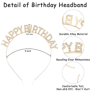 CIEHER Birthday Tiara,Birthday Headband for Women Girls,Queen Crown,Birthday Girl,Tiaras and Crowns for Women,Crown for Girls,Happy Birthday Party Accessories Supplies Favors,Gift-Gold