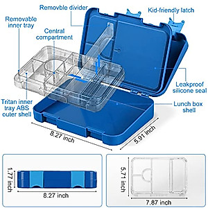 AOHEA Bento Lunch Box for Kids: BPA Free Kids Bento Box Toddler Lunch Box for Daycare or School (Blue)