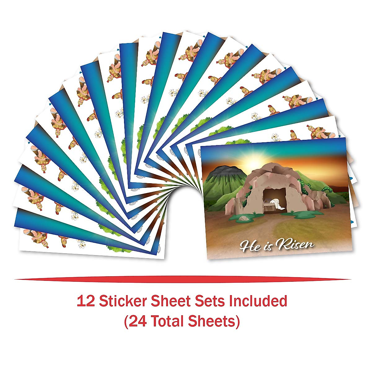 Colonel Pickles Novelties Resurrection Stickers - 12 Sets - Easter Crafts for Kids Bible Games & Stories - Christian Activities