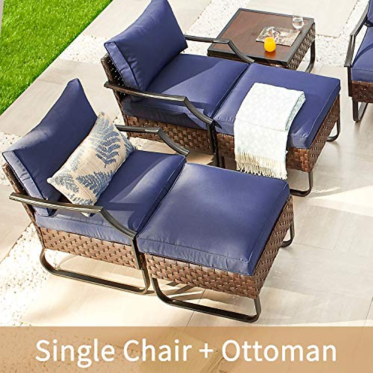 Romayard 10 PCS Patio Conversation Set Outdoor Metal Furniture All-Weather Steel Frame Sectional Sofa Set with Cushions for Garden,Lawn,Pool