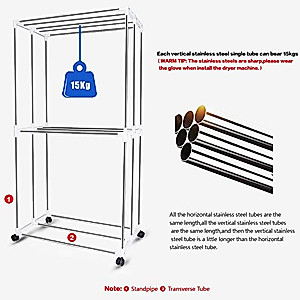 Electric Clothes Dryer Foldable Drying Rack 1500w-1.5 meters 2-Tier Remote Control Heater Large Capacity Low Noise for Home,Laundry,Apartment 110V(Red)