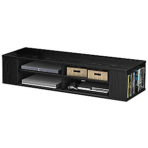 South Shore City Wall Mounted Media Audio/Video Console, Black Oak