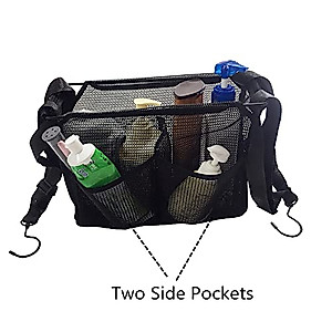 Sainal Mesh Shower Caddy with Adjustable Long Straps and 360 Degrees Rotating Hooks Hanging Organizer Toiletries Storage Bag Bathroom Accessory