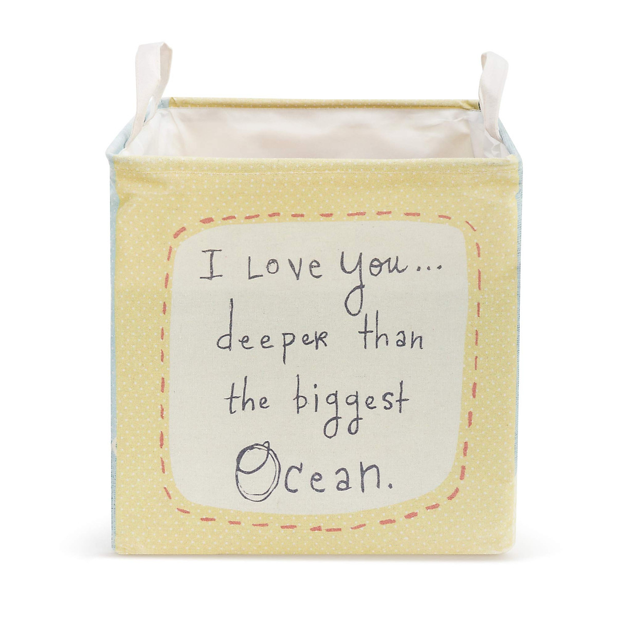 DEMDACO Love You Deeper Than Ocean Sunshine Yellow Small Square 16 x 12.5 Cotton Children's Nursery Laundry Hamper