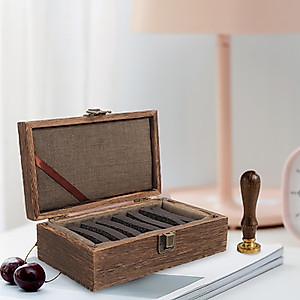 COHEALI Wooden Storage Box with Foam Liner Wax Seal Stamp Head Storage Box Wooden Coin Holder Jewelry Keepsake Chest Trinket Box for Earrings Necklace Bracelet