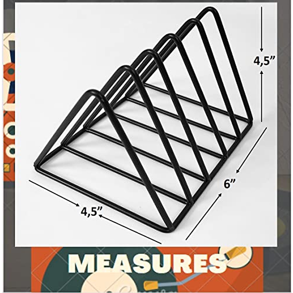 45rpm Vinyl Record Storage Holder - 7inch Stand Metal Wire Rack Holds up to 33 Album Lp's - Premium Display, Simple and Contemporary Shelf Concept Design for 7" Records (Black, 1)