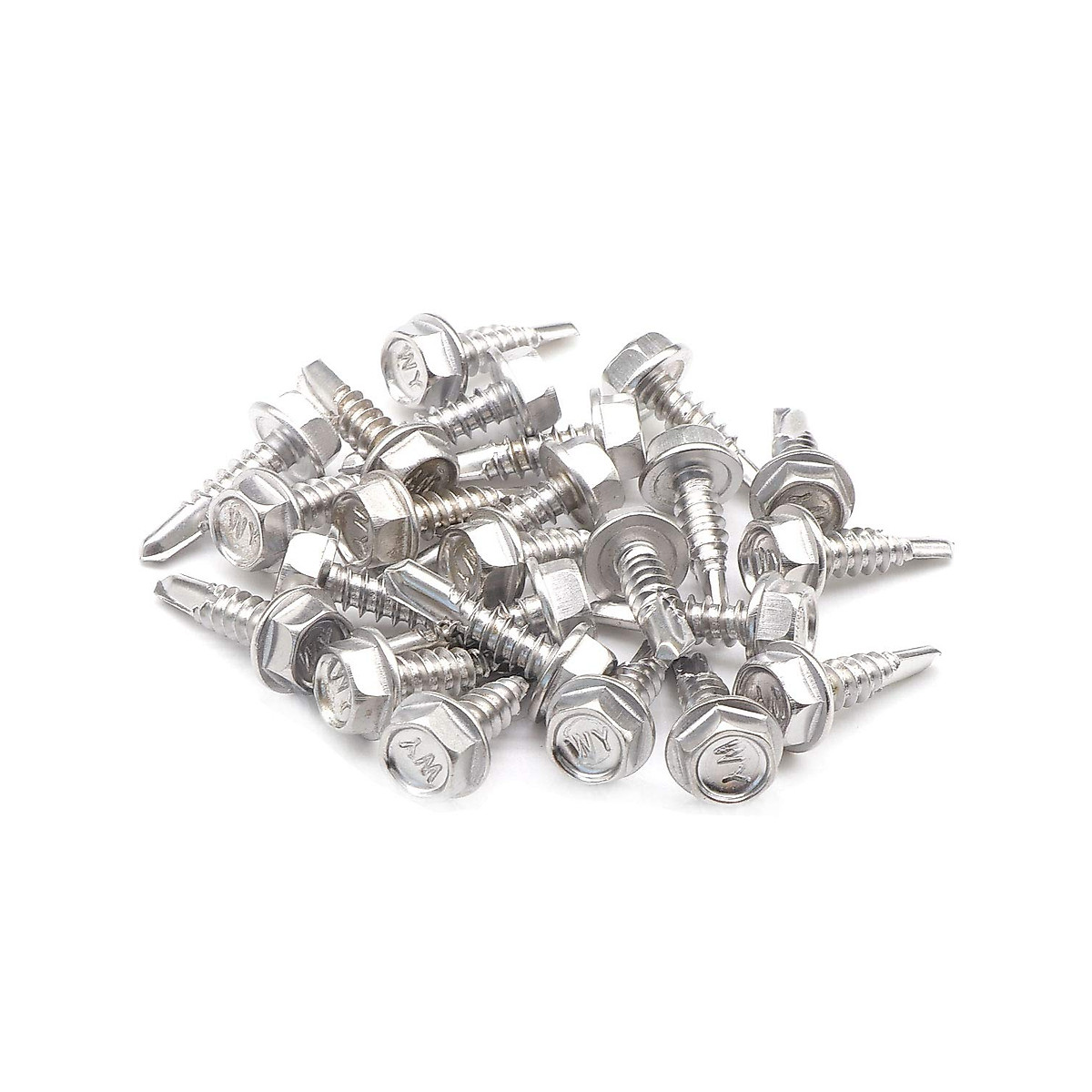 #10 x 3/4" Stainless Hex Washer Head Self Drilling Screws (50pcs) Stainless Steel 410 Fully Threaded Sheet Metal Flanged Hex Screw | by IMSCREWS