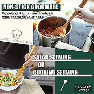 Wood Spoon, Healthy Acacia Wooden Cooking Spoons, Durable Kitchen Serving Spoon Scooper, Non Scratch Wood Ladle Tableware For Cooking, Serving Salad, Stirring Soup, Easy to use