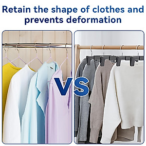 30 Pack Shorts Hangers with Clips, ZOUTOG Plastic Space Saving Hangers for Shorts Adjustable Clips, Non Slip Pants Hangers with Clips, Shirts, Dresses, Coats, Kids Clothes, Trouser & More, Black