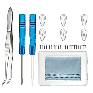 Soft Silicone Air Chamber Eyeglass Repair kit, Glasses Repair Kit, Tweezers, Glasses Nose Pads 15mm (Blue, 3 Pair)