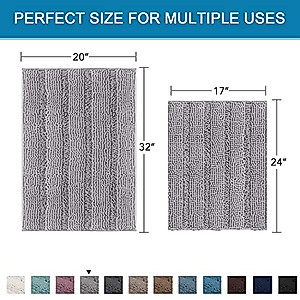 H.VERSAILTEX Item Striped Chenille Rug Pack 2-20" x 32"/17" x 24" and Pack 1-59" x 20" Bundle, Dove