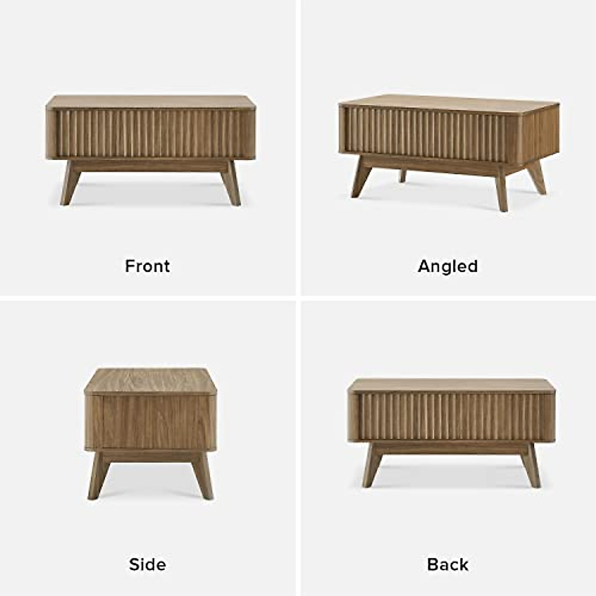 mopio Brooklyn Lift Top Coffee Table for Living Room, Mid Century, Modern Farmhouse with Lifting Tabletop & Hidden Storage, Fluted Panel, Rising Pull Up Dining Table (Walnut)