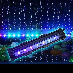 PULACO 1 Watt Aquarium Fish Tank Air Stone with Automatic Color Changing LED Light for Small Fish Tank Air Pump