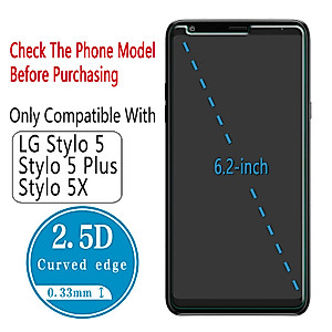 HPTech [2-Pack] Designed For LG Stylo 5, Stylo 5 Plus and Stylo 5X Tempered Glass Screen Protector, Easy to Install, Bubble Free