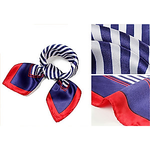 QBSM Womens 23.6 inch Satin Silk Feeling Formal Square Neck Scarf Head Hair Wraps Kerchief