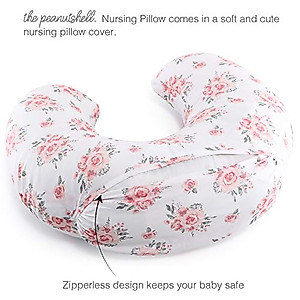 The Peanutshell Pink Floral Nursing Pillow for Breastfeeding | Pillow & Nursing Pillow Cover for Baby Girls