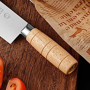 GAINSCOME Stainless Steel Chinese Chef's Knife Sharp Cleavers Slicing Knife Peking Duck Knife Beech Handle Watermelon Fruit Knife