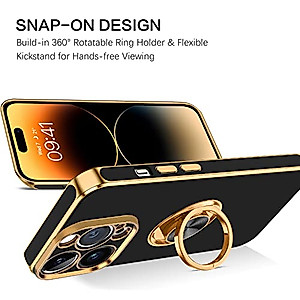 BENTOBEN iPhone 14 Pro Case, iPhone 14 Pro Phone Case, Slim Fit 360° Ring Holder Shockproof Kickstand Magnetic Car Mount Supported Protective Women Girls Men Boys Cover for iPhone 14 Pro 6.1", Black