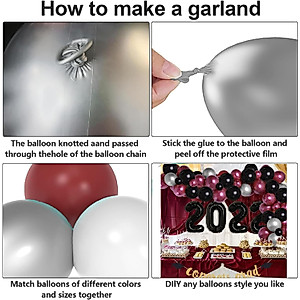 Graduation Decorations Maroon Black 2024/Burgundy Black Graduation Party Decorations/Maroon Black Balloons 60Pcs Burgundy Black Maroon Birthday Party Decorations