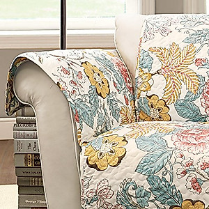 Lush Decor Sydney Furniture Protector-Floral Leaf Garden Pattern Armchair Cover-Blue and Yellow, Chair, Blue & Yellow