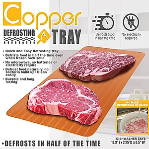 Quick & EZ Defrosting Tray Thaw Frozen Food in Minutes Kitchen Accessory - Copper