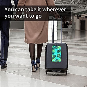 Women Lightweight Makeup Bag Pouch Compatible with Cute Pineapple Turquoise Toiletry Bag, Funny Travel Cosmetic Bag Portable Bag with Zip for Office College