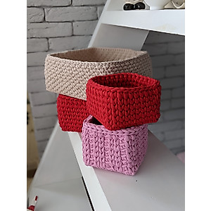 Wooden Bottom for Crochet Baskets, Kit with 3 Crochet Basket Wood Bases to Crochet with T-Shirt Yarn, Weaving Supplies and Home Decor Craft, Square, 1x7.8in, 1x5.9in, 1x3.9in
