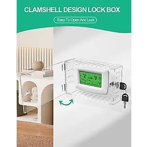 Upifen Thermostat Lock Box Cover with Key, Clear Thermostat Cover with Lock Compatible With Home Thermostat On Wall, AC Lock Box Cover with Key Fits Thermostats (Rectangle, 6.3''W x 5''H)