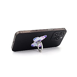 LaMignonne Butterfly Cell Phone Ring Holder Finger Ring Grip Stand 360° Rotation 180° Flip Universal Kickstand Compatible with All Smartphones (Lilac)
