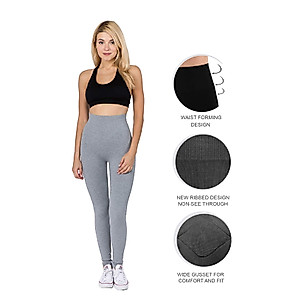 AEKO Women's Yoga Pants Soft Cotton Blend High Waist Workout Leggings (S/M USA 2-6, LHW010N-L.Gry)