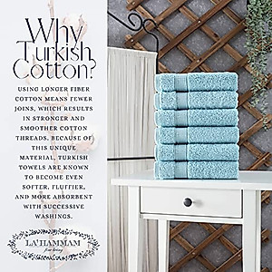 LA HAMMAM - 6 Pack 16” × 28” Turkish Cotton Hand Towels for Bathroom, Face, Hotel, Gym, & Spa | Extra Soft Feel Fingertip, Quick Dry and Highly Absorbent Luxury Premium Quality Towel Set - Aqua