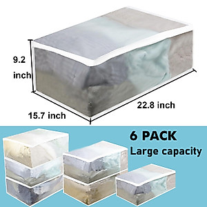 Fordonral Set of 6 Clear Clothes Storage Bags Large Thicken Clothes Organizer Bins for Blanket,Sheets,Quilt,Folded Clothes,Sweater,Jeans, Closet Organizers and Storage 6×60L