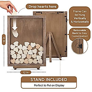 GLM Wedding Guest Book Alternative with Sign, 85 Hearts and 2 Large Hearts, Guest Book Alternatives, Alternative Guest Book Wedding Reception, Guest Sign in Wedding Decorations for Reception (Brown)