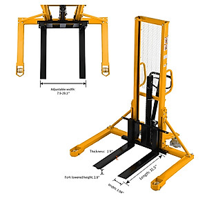 Apollo Manual Stacker Hand Pallet Forklift 1100lbs Capacity 63" Lifting Height with Straddle Legs, Adjustable Forks