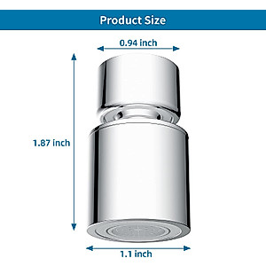 Hibbent Faucet Aerator, 360° Twist and Swivel Kitchen Sink Aerator, Dual-function 2-Flow Sprayer Faucet Head, Big Angle Sink Sprayer Attachement, Faucet Replacement Part 55/64'' Female Thread, Chrome