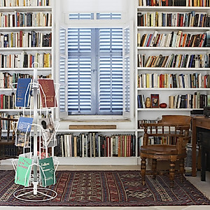 Gisafai 2 Pcs Rotating Countertop Greeting Card Rack White 25'' H x 12'' D 24 Pockets Total Business Metal Wire Rotating Book Rack with Sign Clip for Thrift Retail Grocery Convenience Stores, 3 Tiers