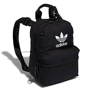 adidas Originals Trefoil 2.0 Mini Backpack Small Travel Bag, Black/White, One Size