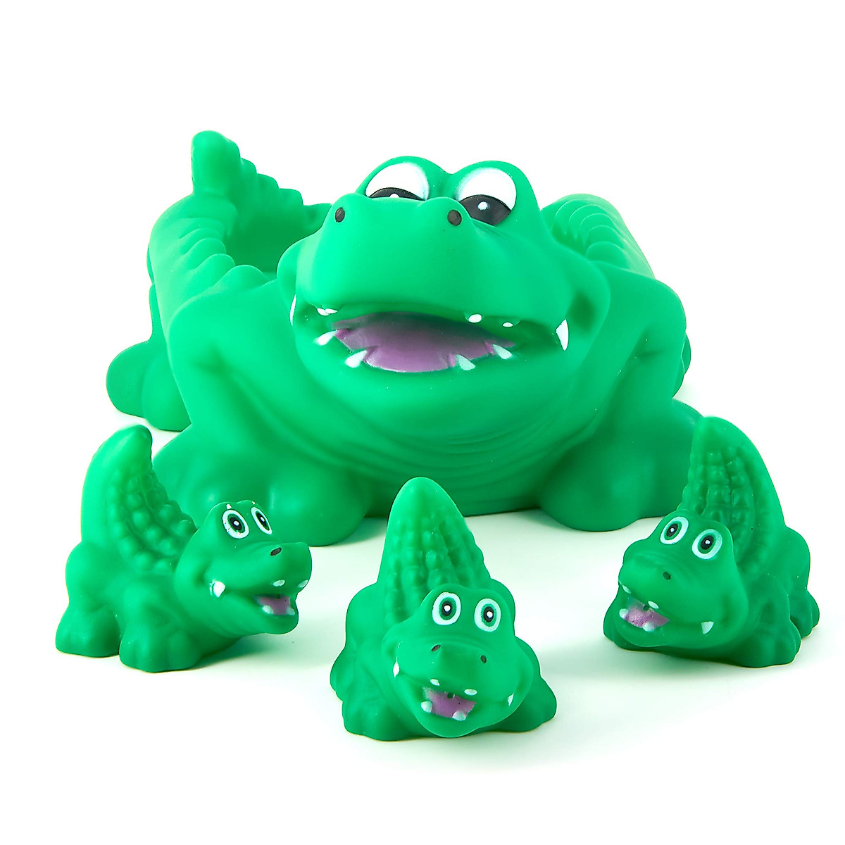 Srenta 4pc Alligator Bath Play Set, One Large with 3 Baby Alligators Bathtime Toys